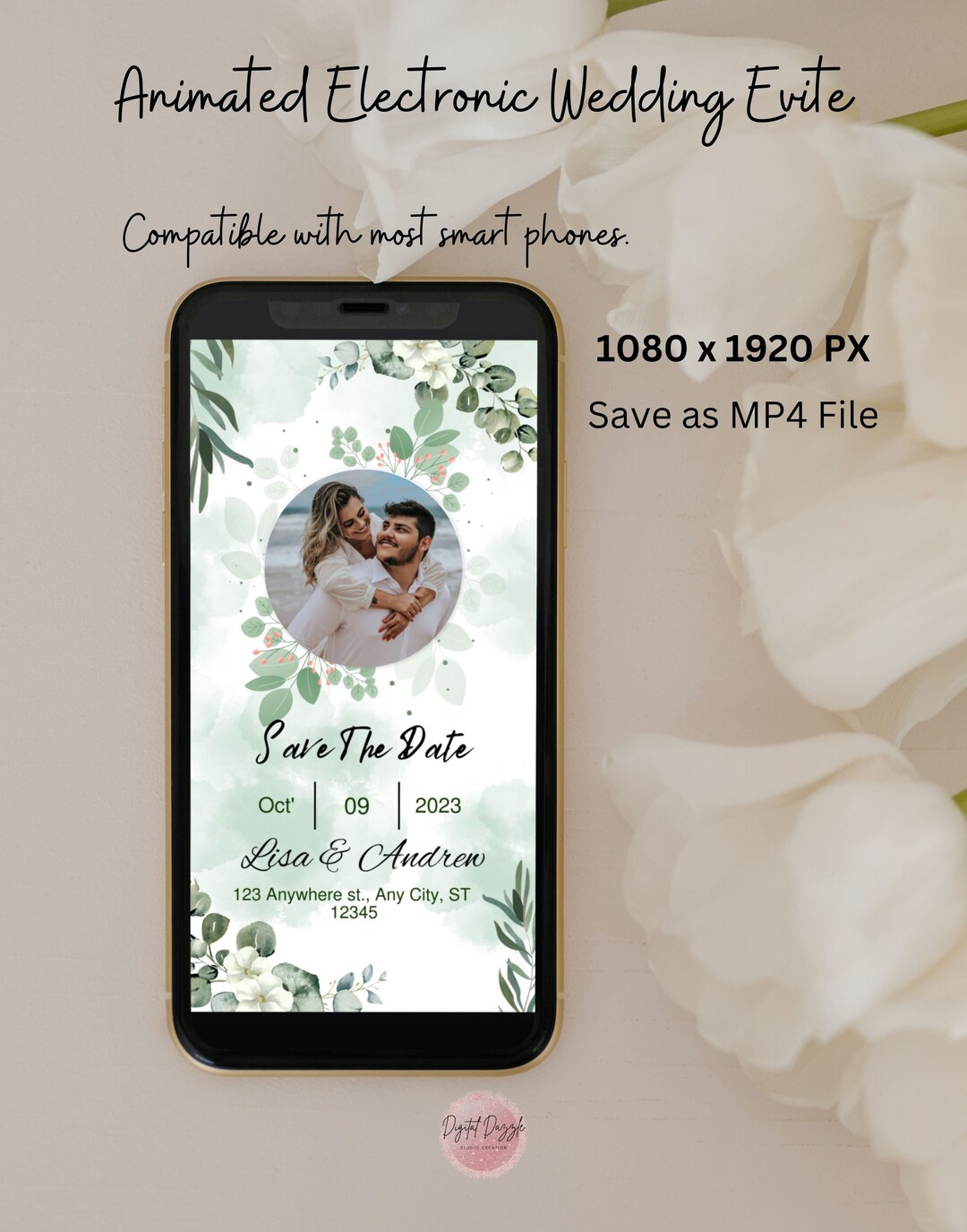 Animated Wedding Evite Template: Editable Electronic Invitation ...