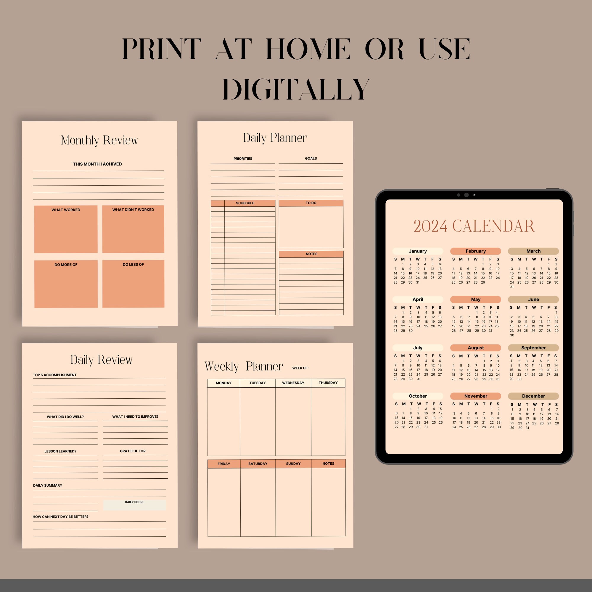 Printable Teacher Planner Boho Theme 2024, Digital Teacher Planner ...