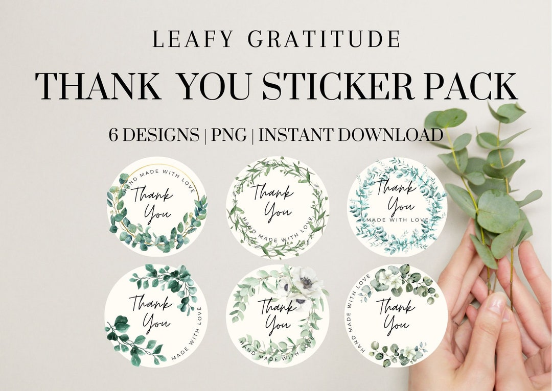 Nature Inspired Thank You Sticker Pack, Gratitude Notes, Printable ...