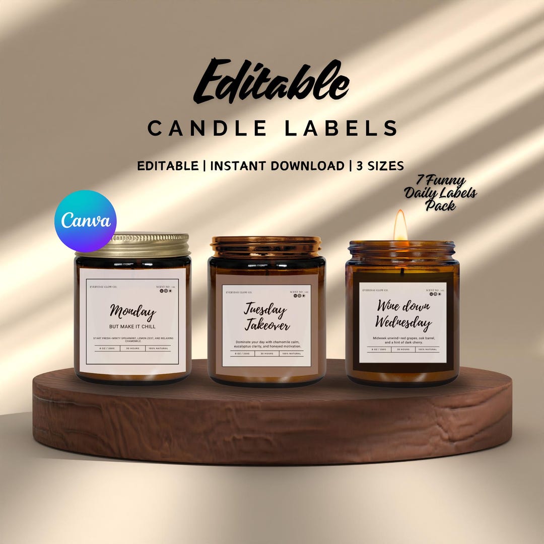 Editable Candle Labels, Funny Candle Labels, Personalized Labels, DIY ...
