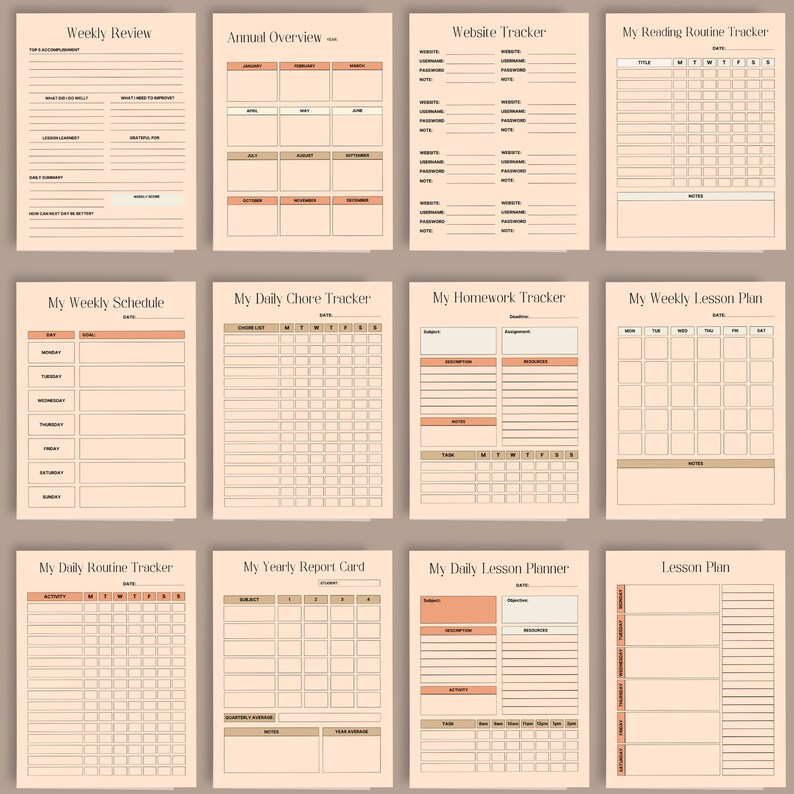 Printable Teacher Planner Boho Theme 2024, Digital Teacher Planner ...