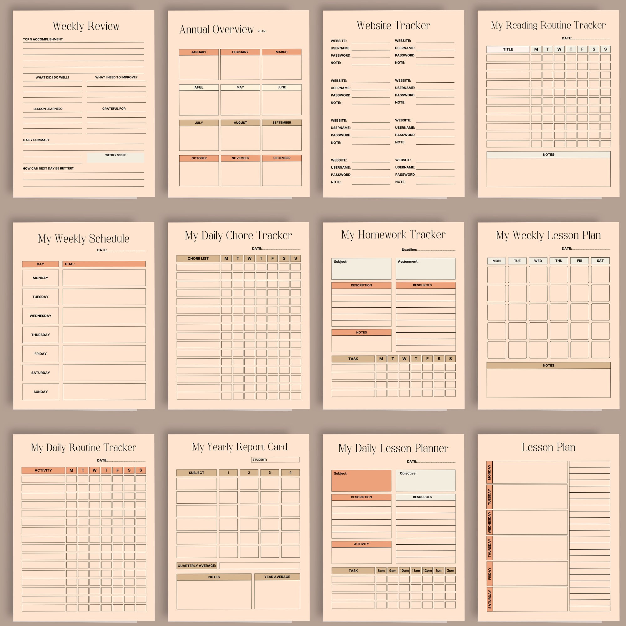 Printable Teacher Planner Boho Theme 2024, Digital Teacher Planner ...