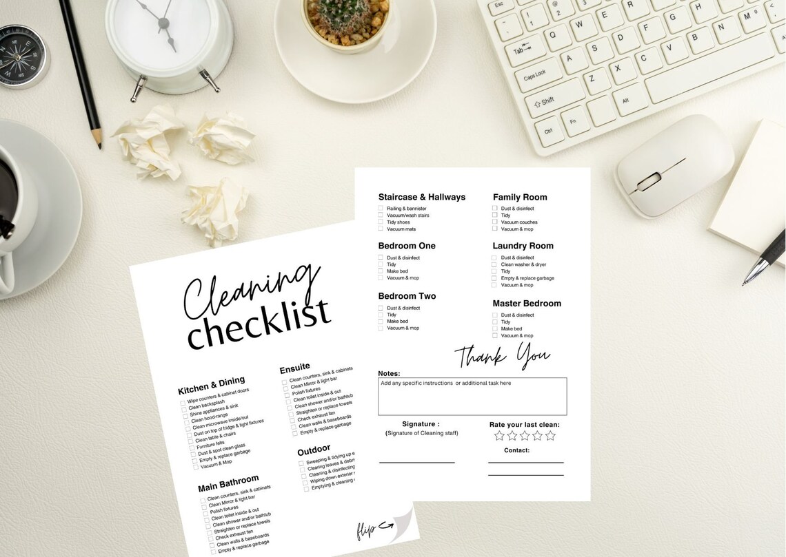 Customizable Cleaning Checklist Template for Business (digital Download ...