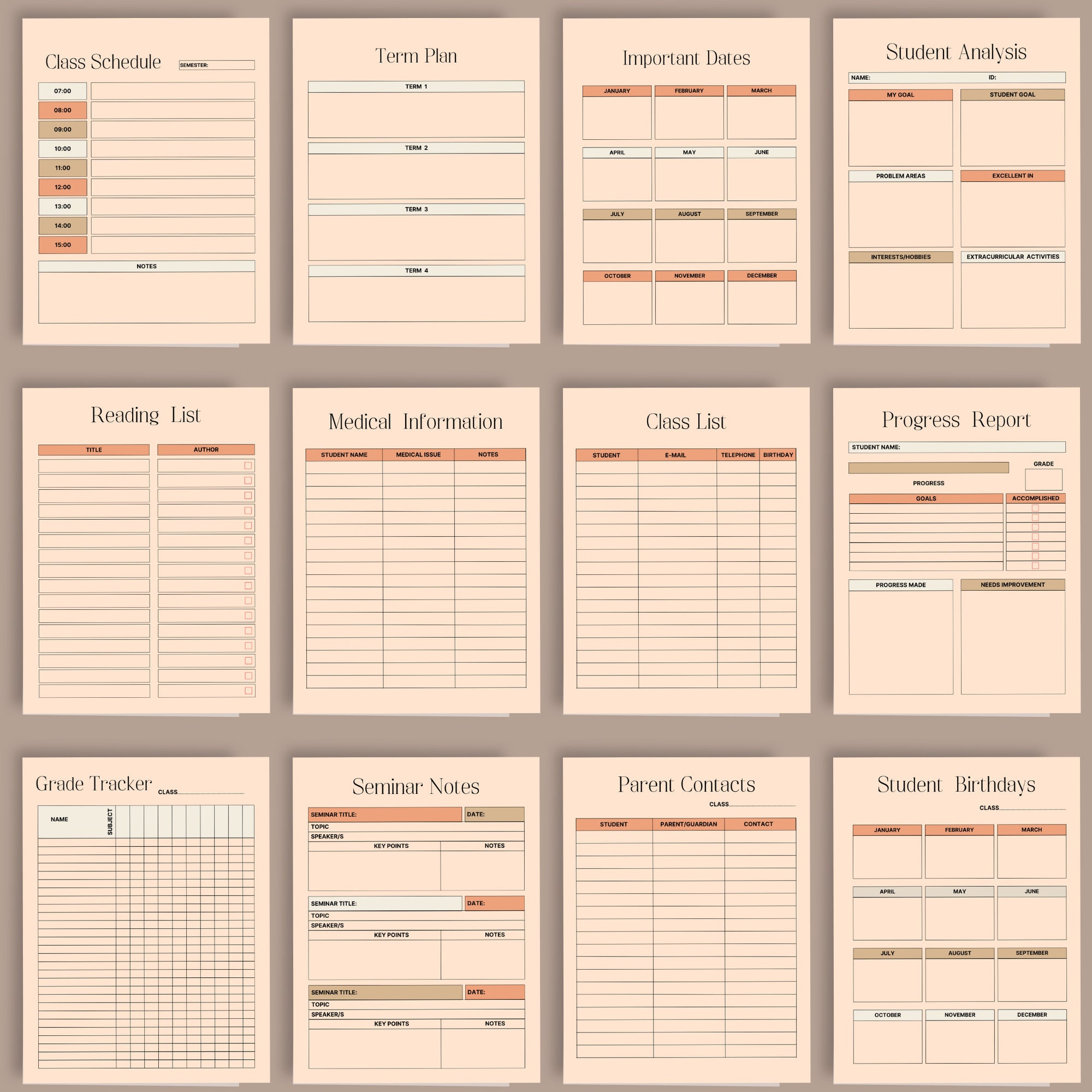 Printable Teacher Planner Boho Theme 2024, Digital Teacher Planner ...