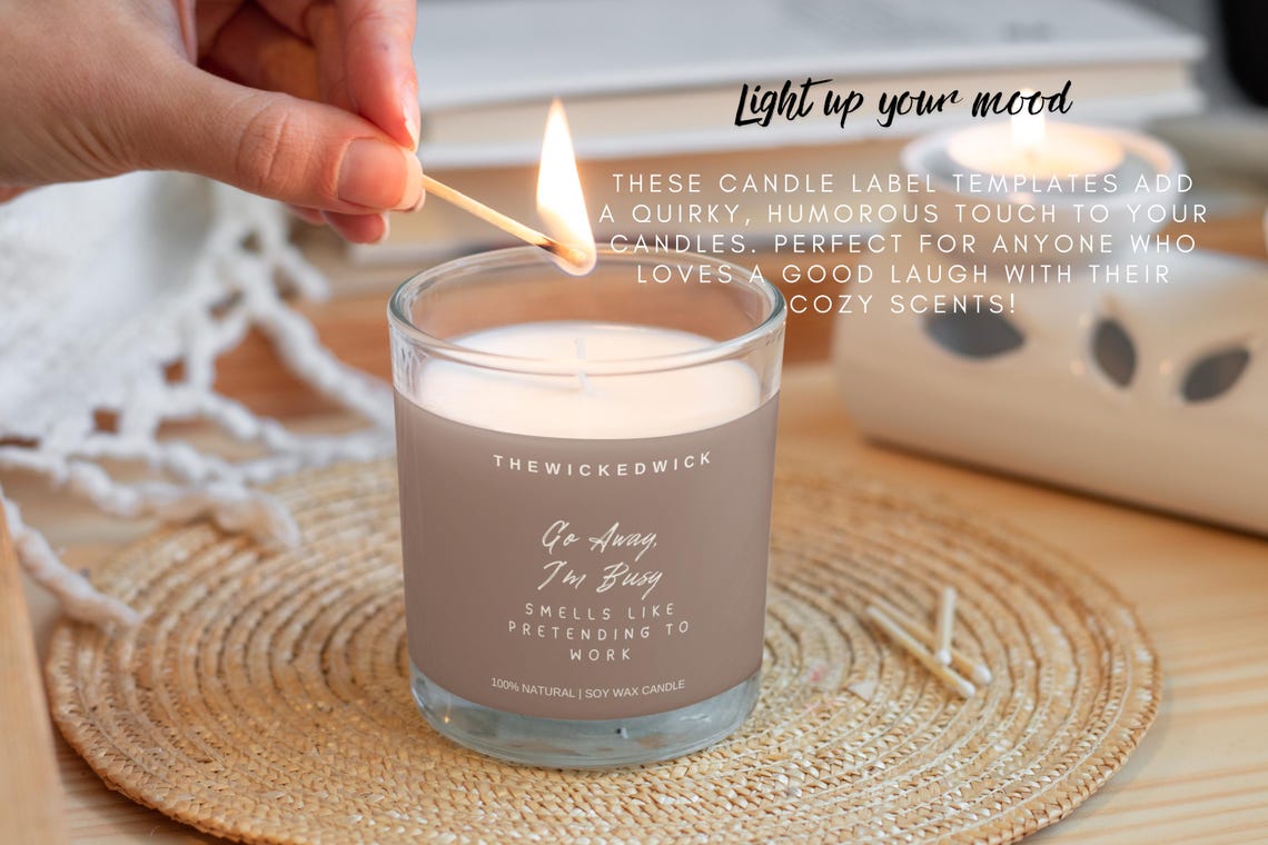 Editable Candle Labels, Template Labels, Candle Sticker Label, Candle ...