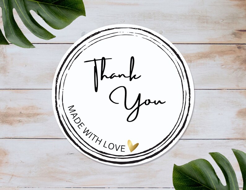 Modern Round Thank You Sticker | Gratitude Stickers | Digital Stickers ...