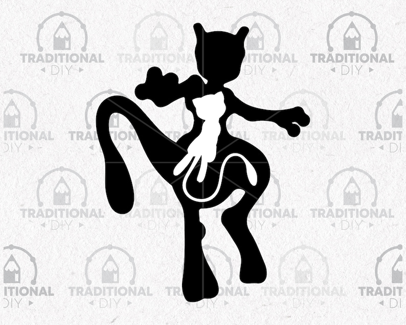 Mew & Mewtwo Design | Pokemon Evolutions | SVG Bundle | Digital File ...