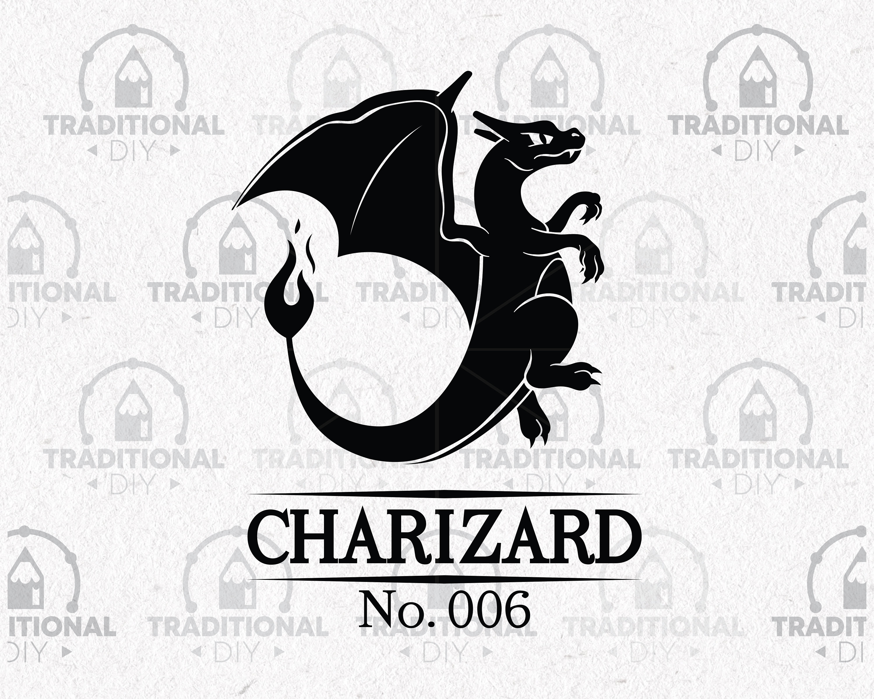 Medieval Charizard Monogram Design Pokemon Dark Ages Parody SVG Bundle ...