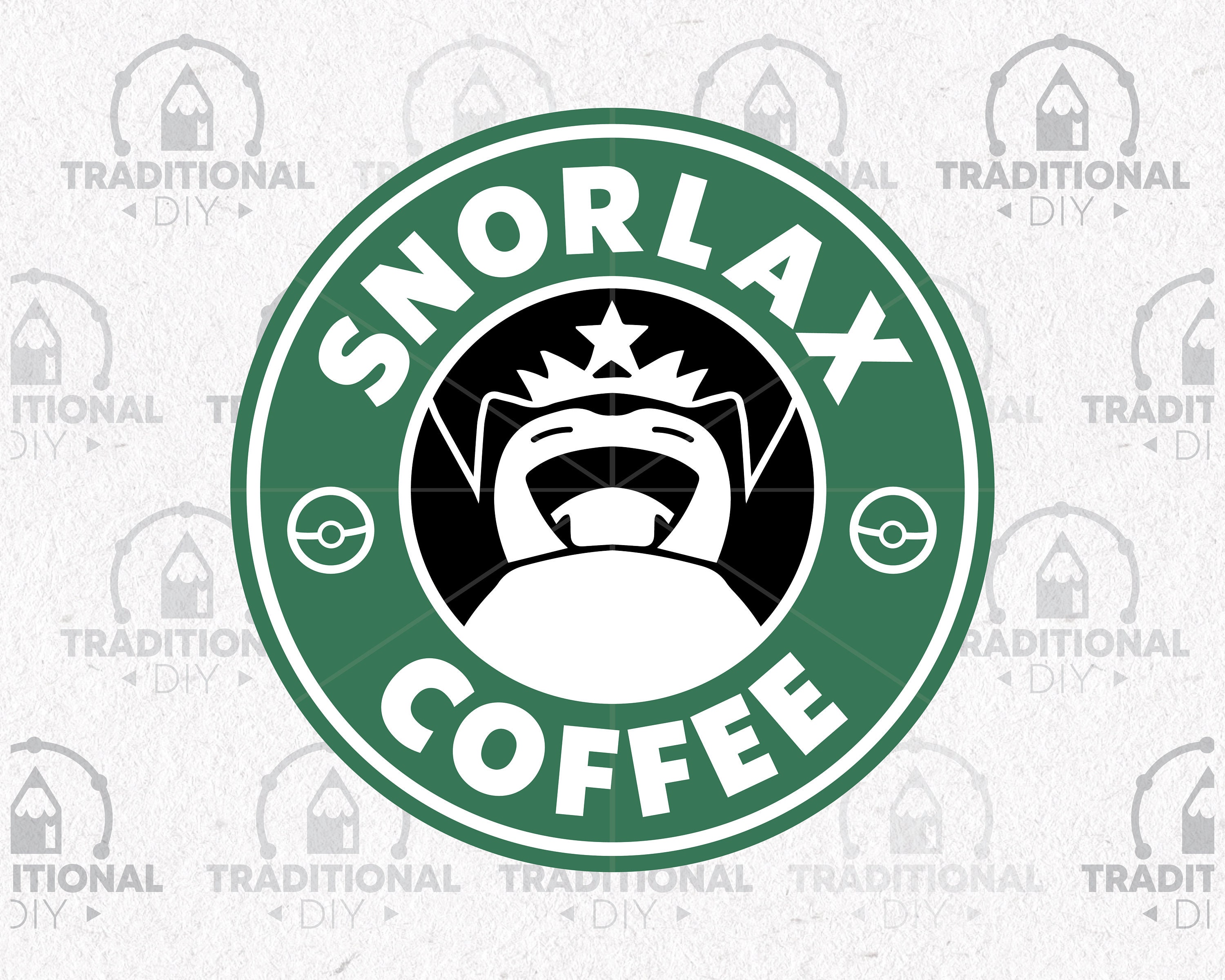 Snorlax Coffee Pokemon Starbucks Parody Design SVG Digital File ...