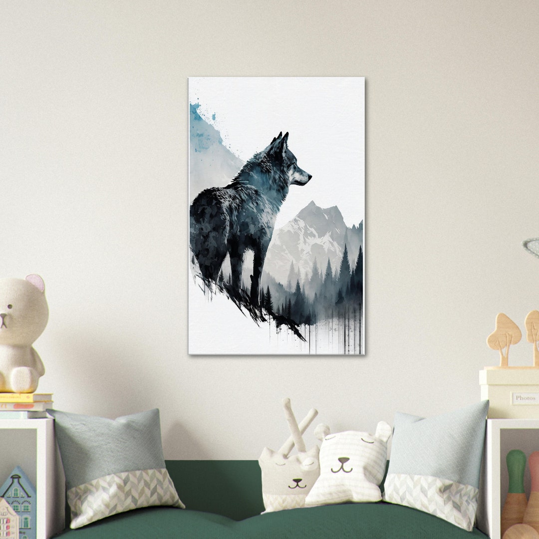 Wolf, "majestic Solitude", Watercolor Print, Stretched Canvas - Etsy
