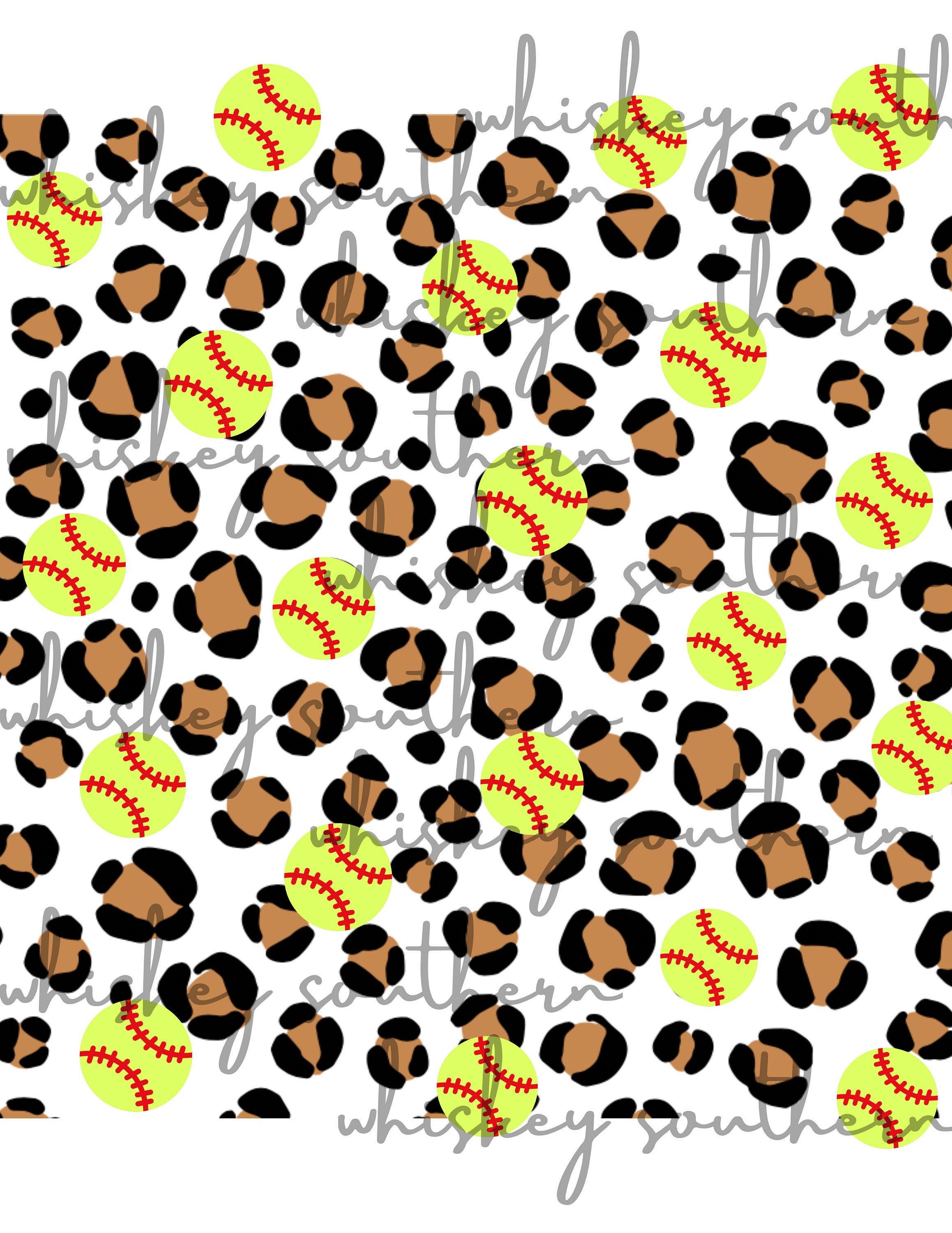 Leopard Softball Digital Download, PNG File, Softball Pattern, Softball ...
