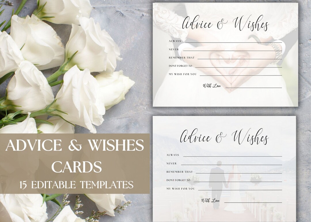 15 Custom Wedding Advice Card Templates for Wedding Guestbook ...
