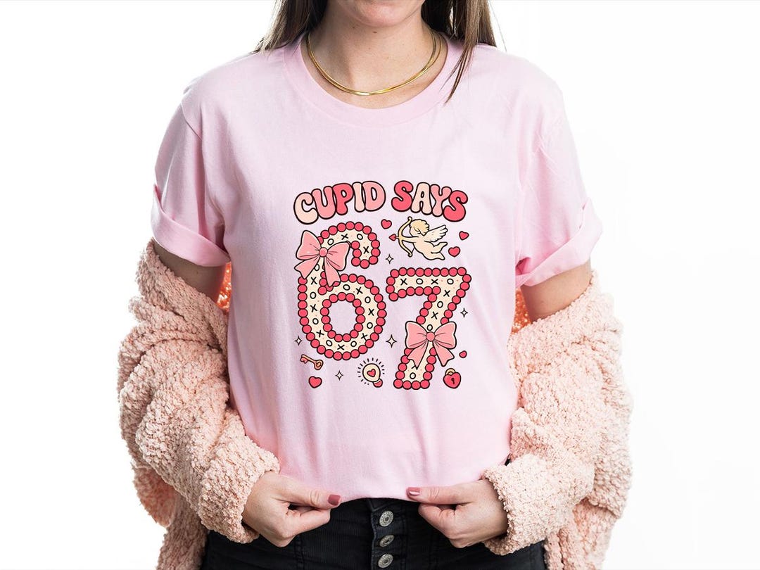 Cupid Says Six Seven Valentines Shirt,retro Cupid Graphic Crewneck ...
