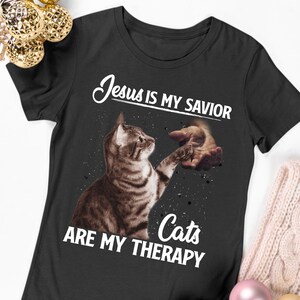 Jesus is My Savior Cats Are My Therapy, Cute Kitten,cat Digital Wall ...