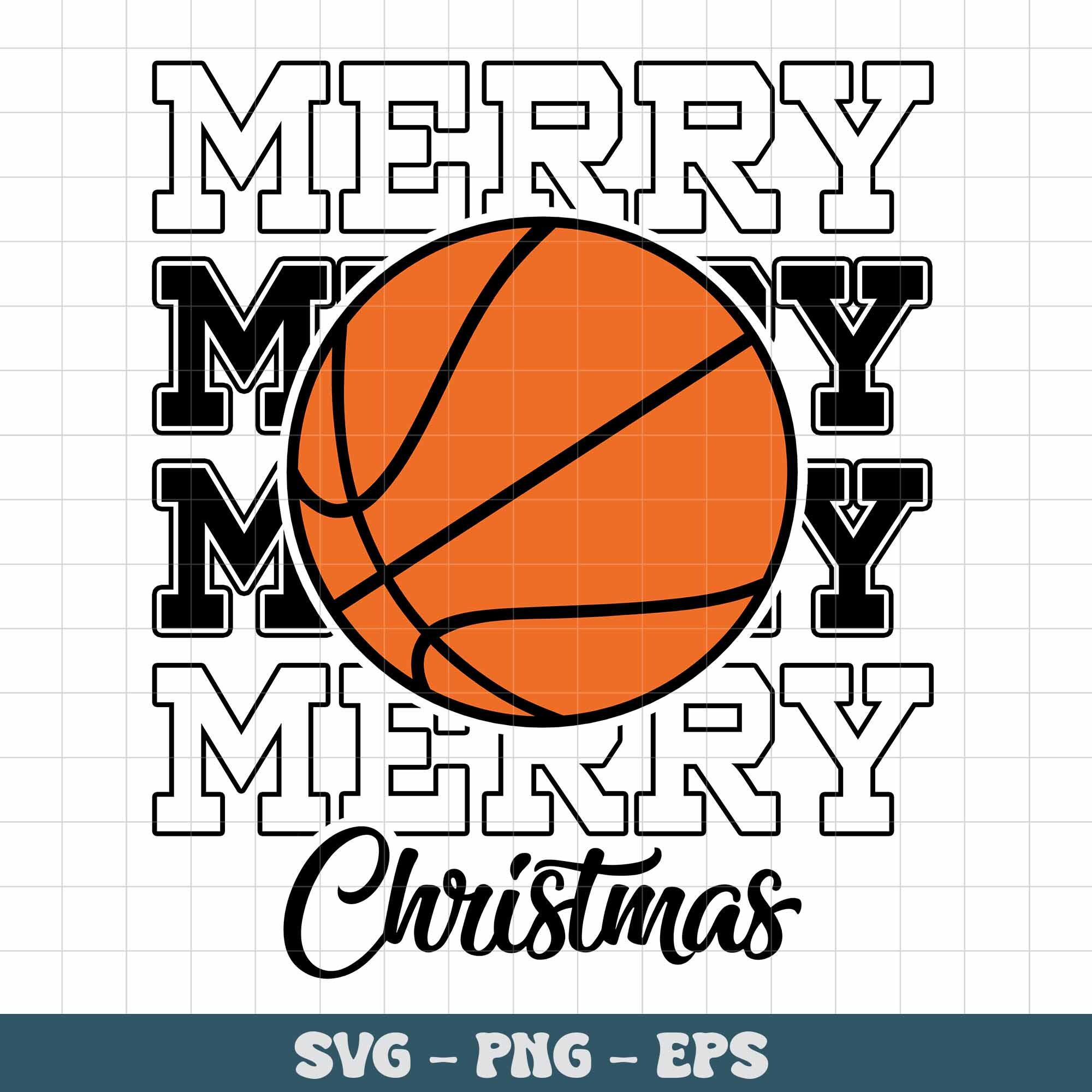 Merry Christmas Basketball SVG: Retro Glitter Sport Design (digital ...