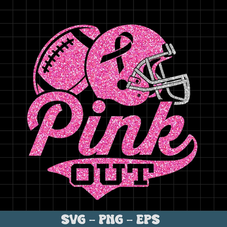Pink Out Svg, Tackle Cancer Svg, Pink Glitter Ribbon, Cancer Awareness ...