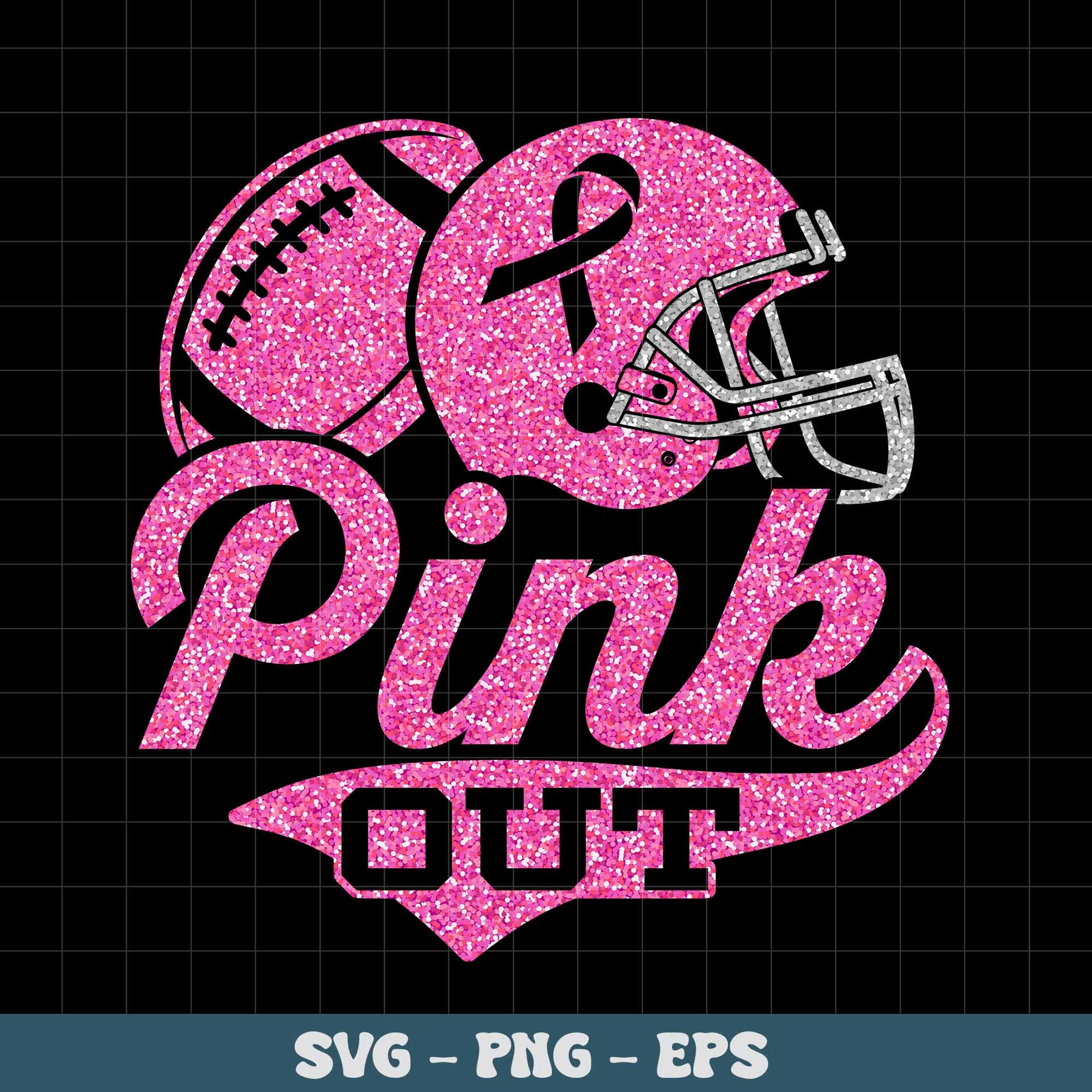 Pink Out Svg, Tackle Cancer Svg, Pink Glitter Ribbon, Cancer Awareness ...