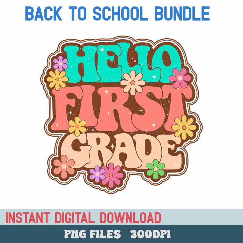 Retro Back to School Bundle Png, Hello School Bundle Png, Hello ...