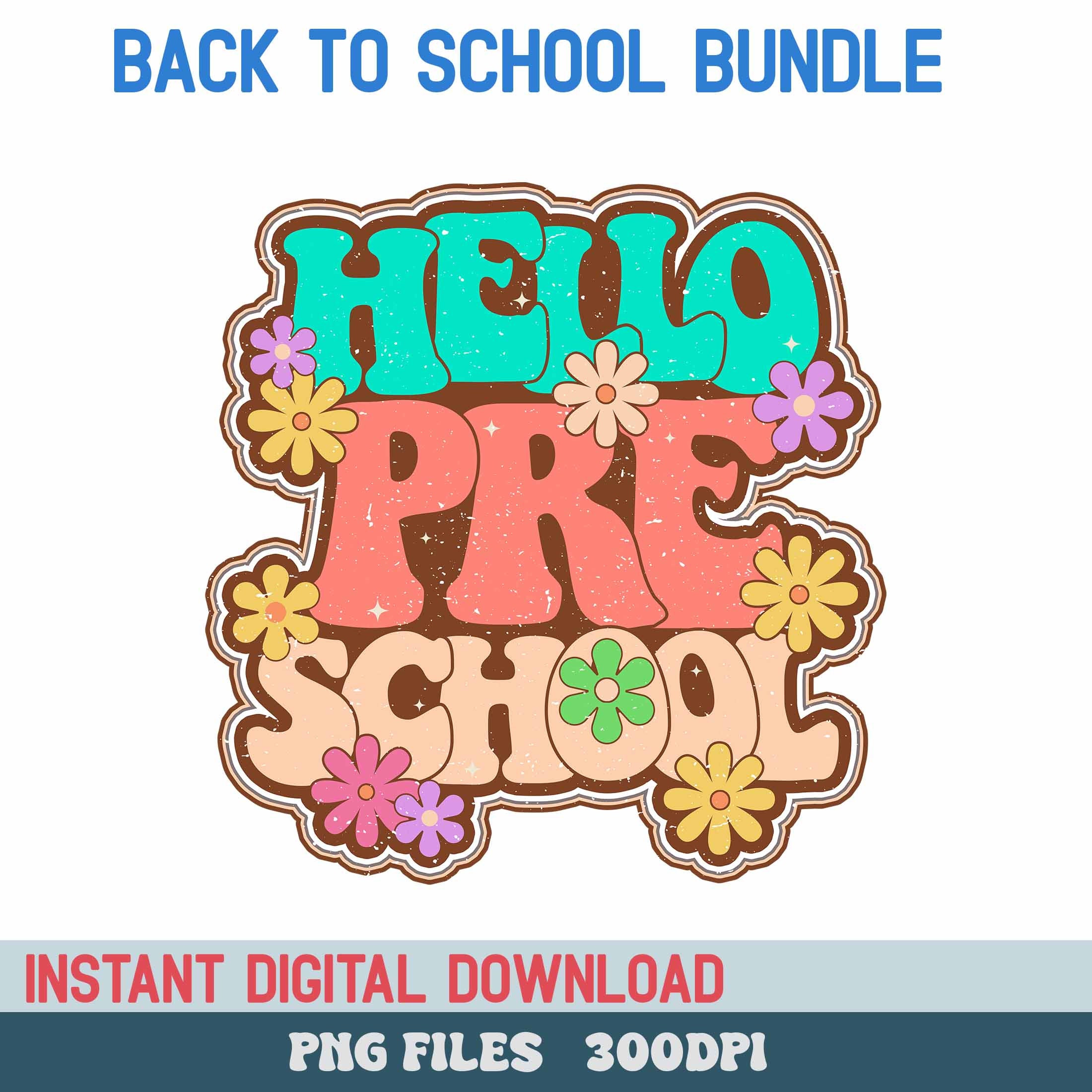 Retro Back to School Bundle Png, Hello School Bundle Png, Hello ...