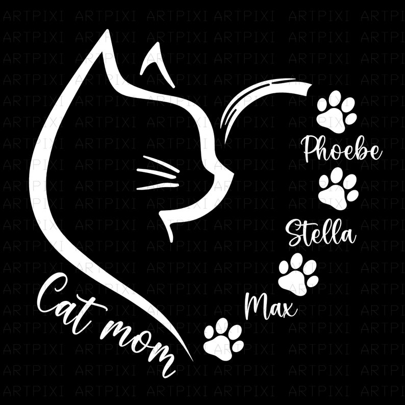 Cat SVG Bundle, Cat Silhouette, Cat Name, Cat Lover Svg, Custom Cat Mom ...