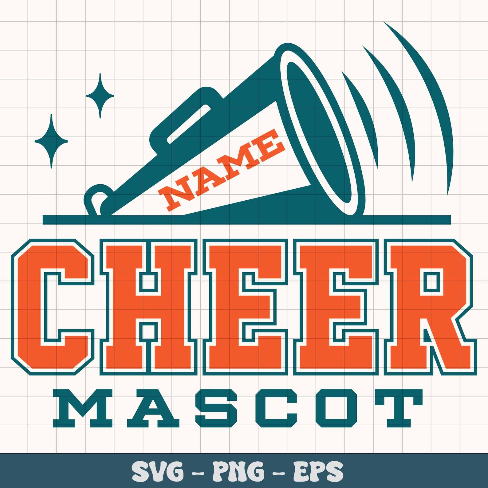 Cheerleading SVG: Cheer Team Template With Megaphone (digital Files) - Etsy