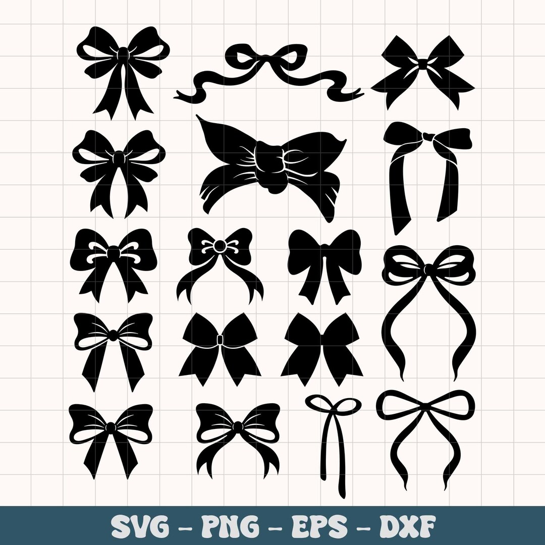 Set of 17 Bows Svg Bundle, Bow Cut Files, Coquette Svg Bundle, Vintage ...