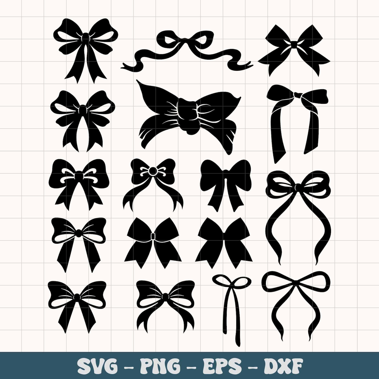 Set of 17 Bows Svg Bundle, Bow Cut Files, Coquette Svg Bundle, Vintage ...