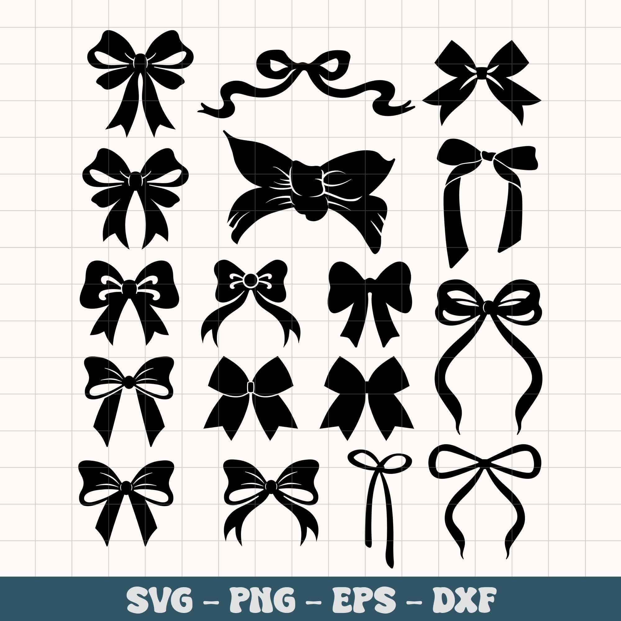 Set of 17 Bows Svg Bundle, Bow Cut Files, Coquette Svg Bundle, Vintage ...