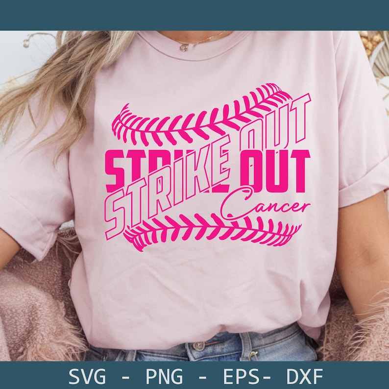 Strike Out Cancer Baseball Svg, Breast Cancer Awareness Svg, We Fight ...