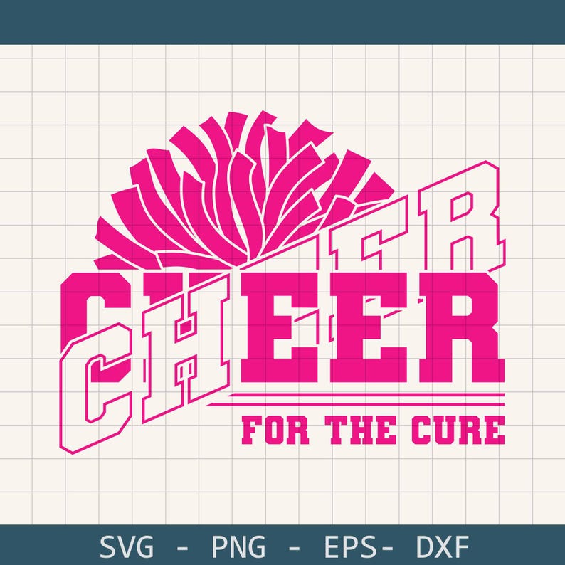 Cheer for the Cure Svg Png, Cheer Team Template Svg, Breast Cancer ...