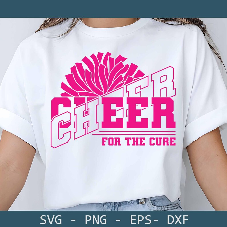 Cheer for the Cure Svg Png, Cheer Team Template Svg, Breast Cancer ...
