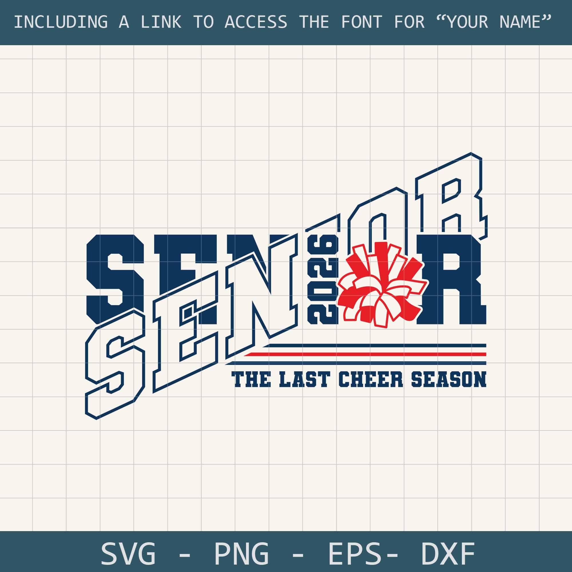 Senior Cheerleader Svg Template, Class of 2026, Cheer Mom Svg, Senior ...