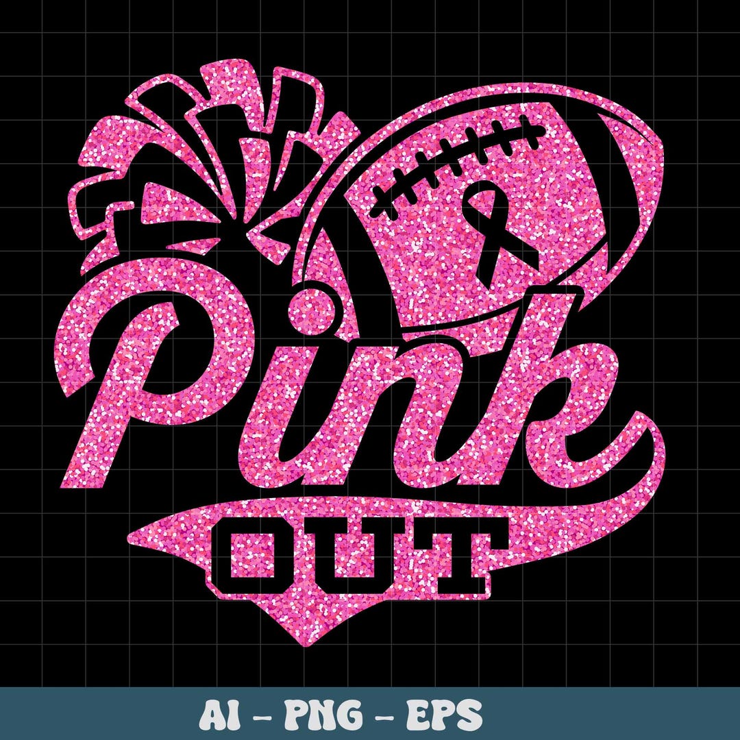 Pink Out Svg, in October We Wear Pink, Glitter Breast Cancer Awareness ...