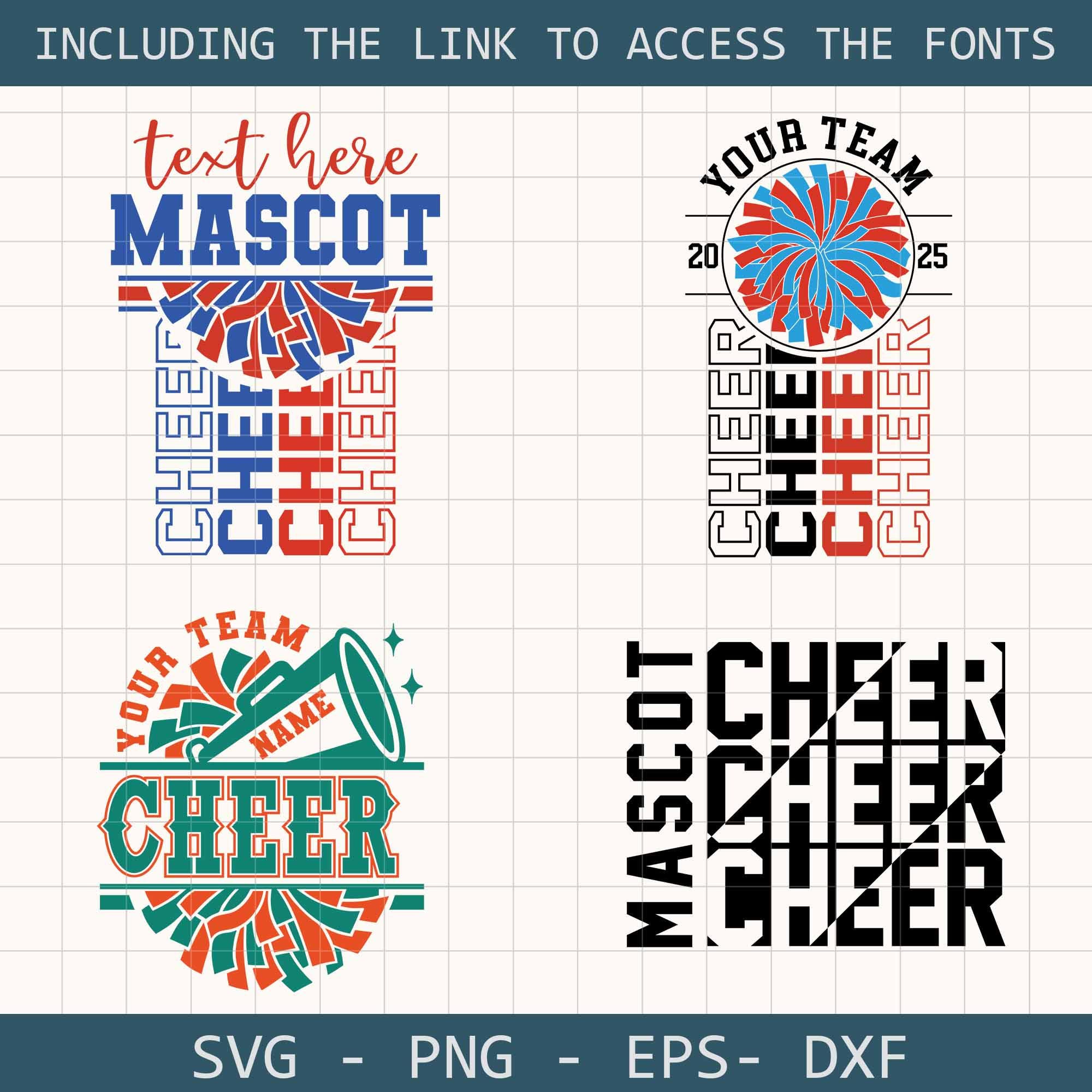 Cheer Bundle Svg, Mascot Cheer Svg, Cheer Team Template Svg, Cheer Mom ...