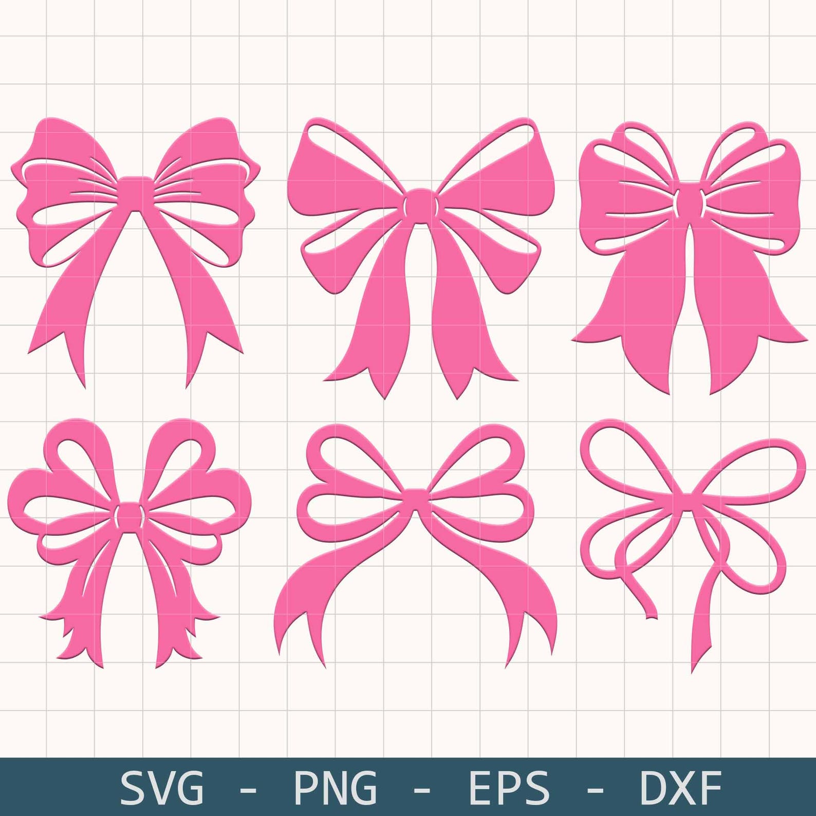 Set of 6 Bows Svg Bundle, Bow Cut Files, Coquette Svg, Bow Design Cut ...
