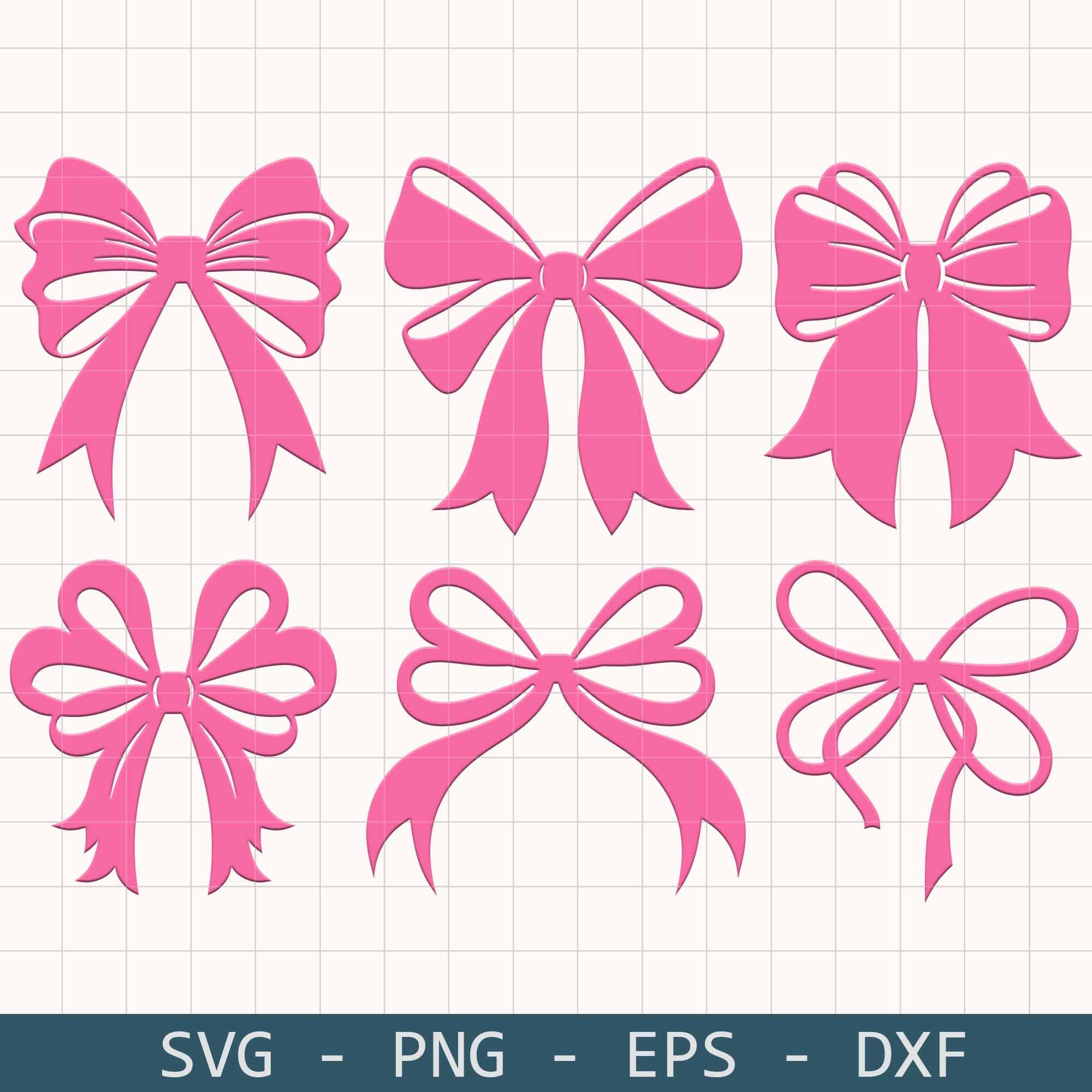 Set of 6 Bows Svg Bundle, Bow Cut Files, Coquette Svg, Bow Design Cut ...