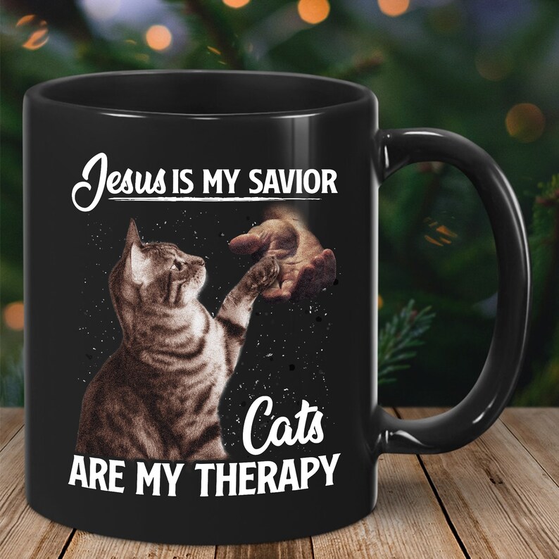 Jesus is My Savior Cats Are My Therapy, Cute Kitten,cat Digital Wall ...