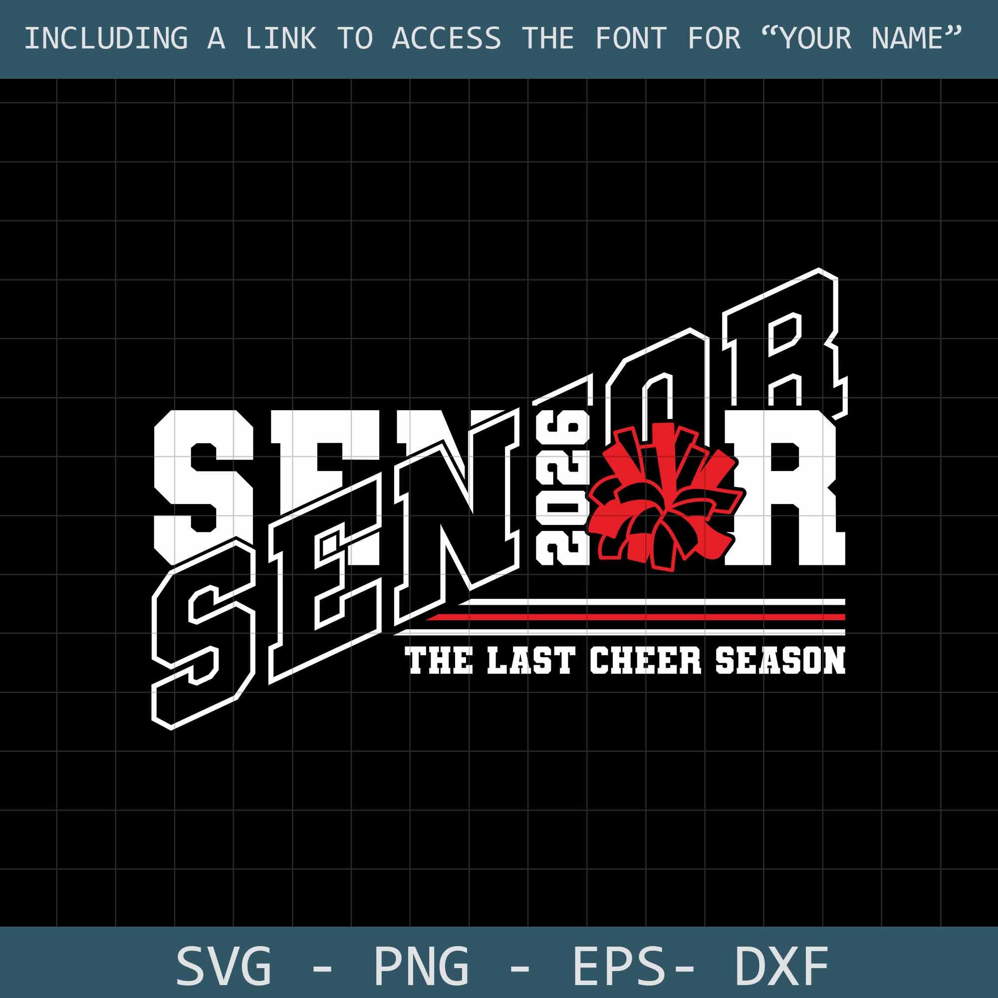 Senior Cheerleader Svg Template, Cheer Senior Svg, Class of 2026, Cheer ...