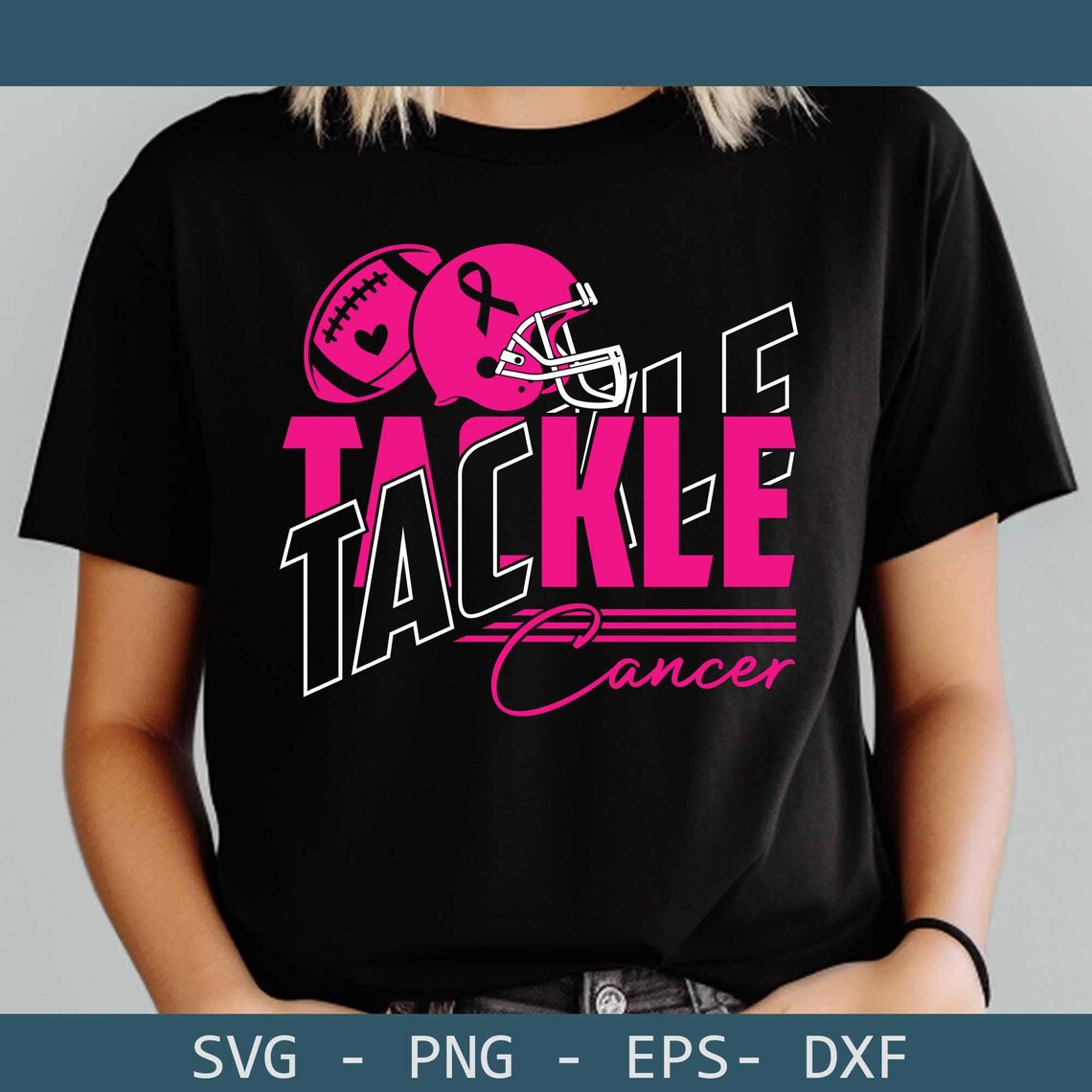 Tackle Cancer Svg Png, Football Team Template Svg, Pink Out, Breast ...