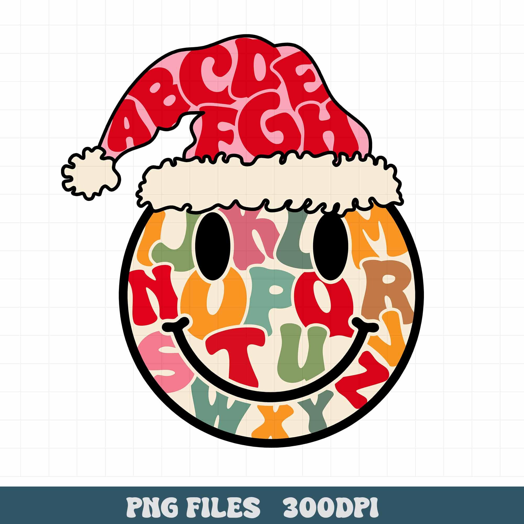 Christmas Alphabet Smiley Face PNG: Teacher Sublimation (digital ...