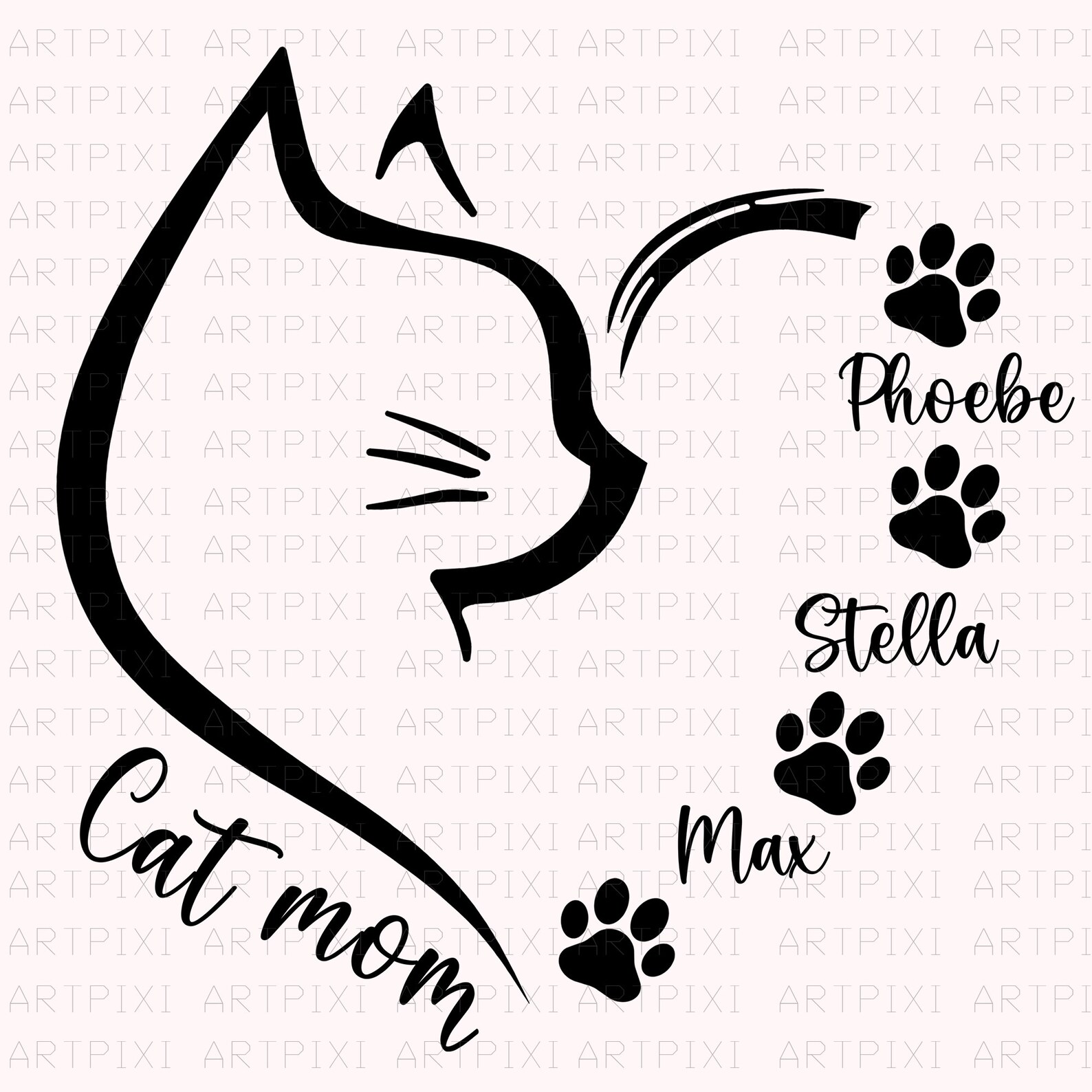 Cat SVG Bundle, Cat Silhouette, Cat Name, Cat Lover Svg, Custom Cat Mom ...