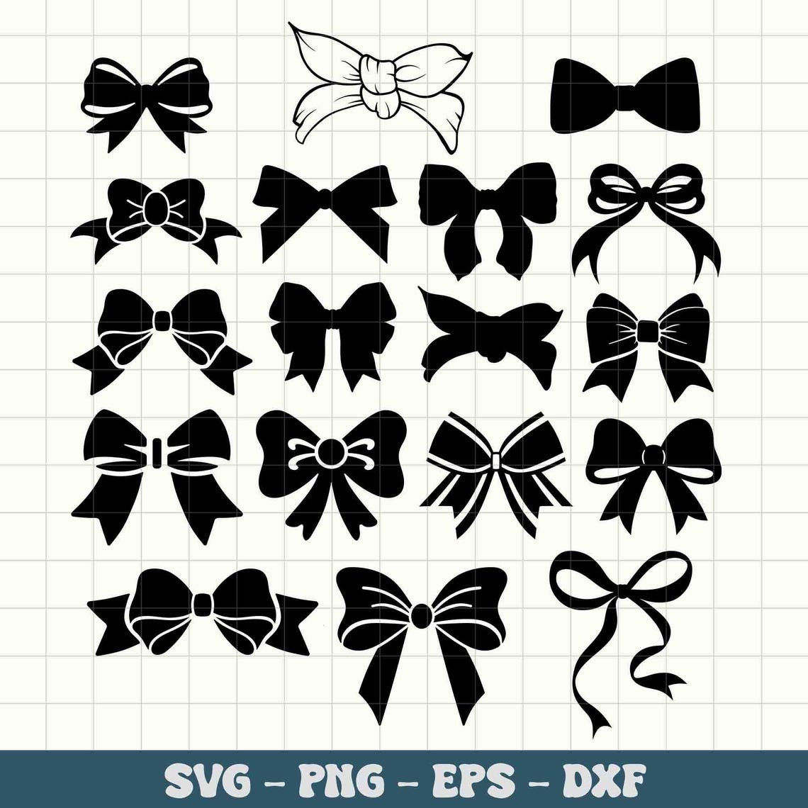 Set of 18 Bows Svg Bundle, Bow Cut Files, Bow Svg Cut Files, Svg Files ...