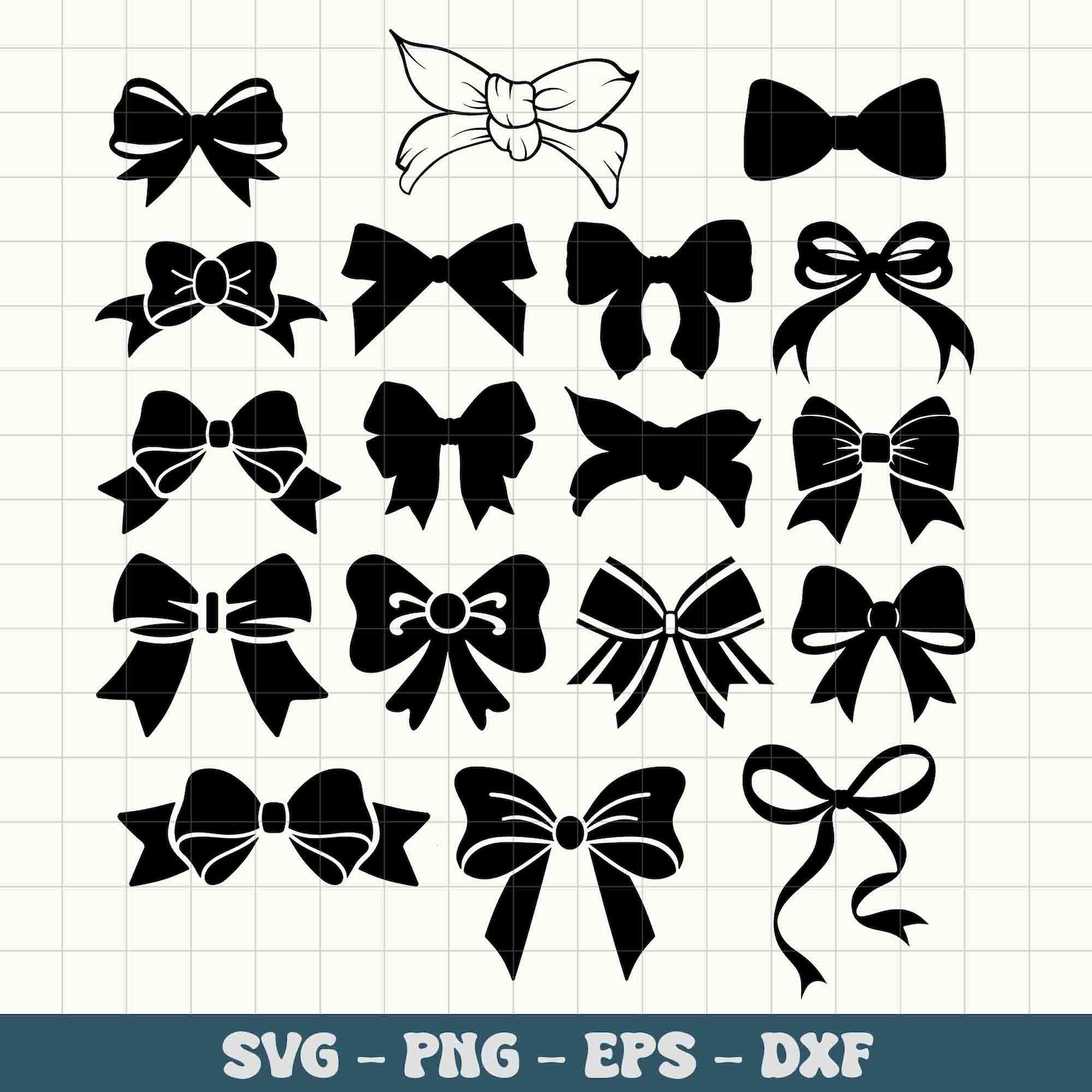 Set of 18 Bows Svg Bundle, Bow Cut Files, Bow Svg Cut Files, Svg Files ...