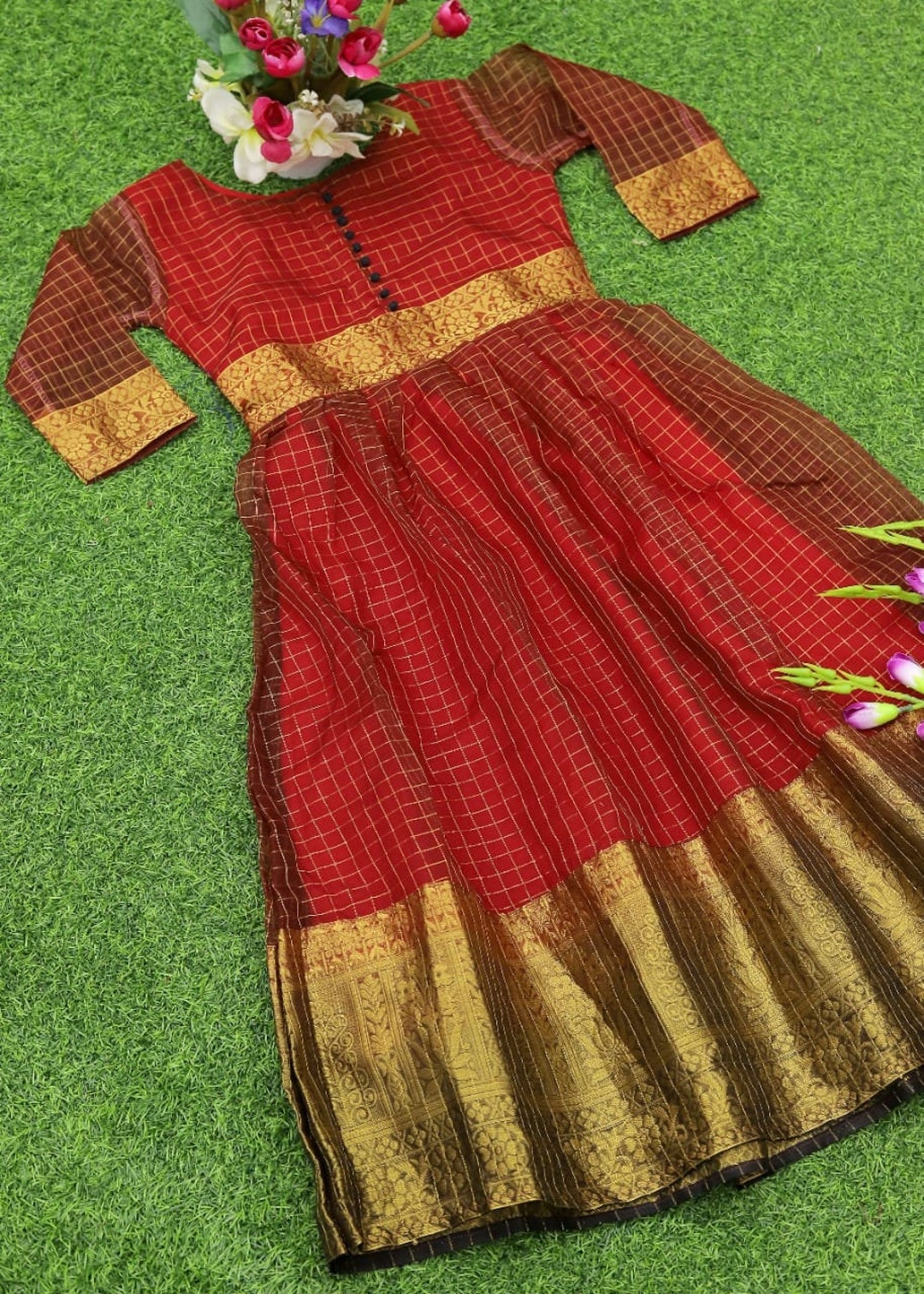 Girls Ethnic Frock : Festive Special Thick Golden Border - Etsy