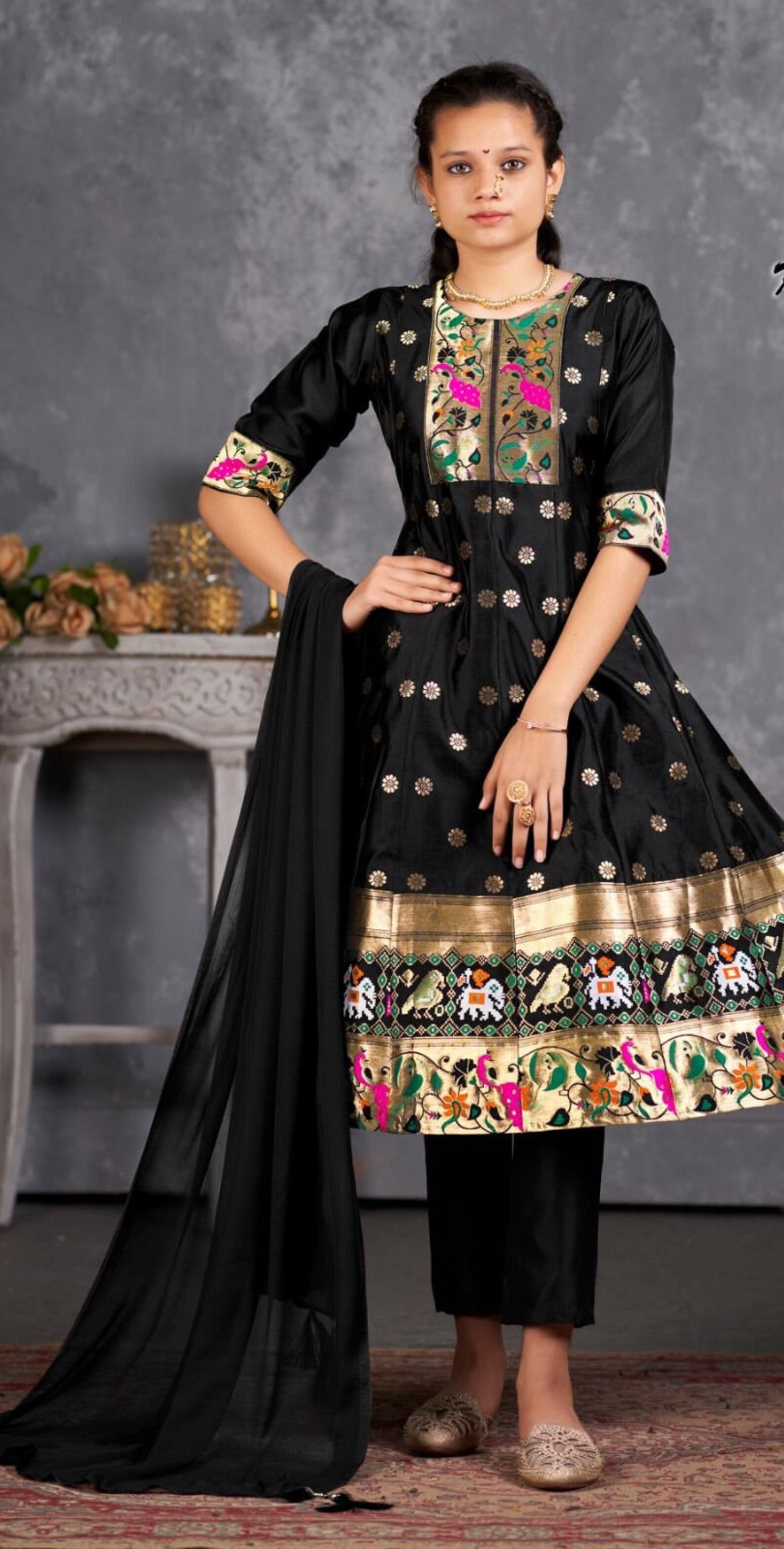 Girls Ethnic Suit Kurta Pajama 3 Piece - Etsy