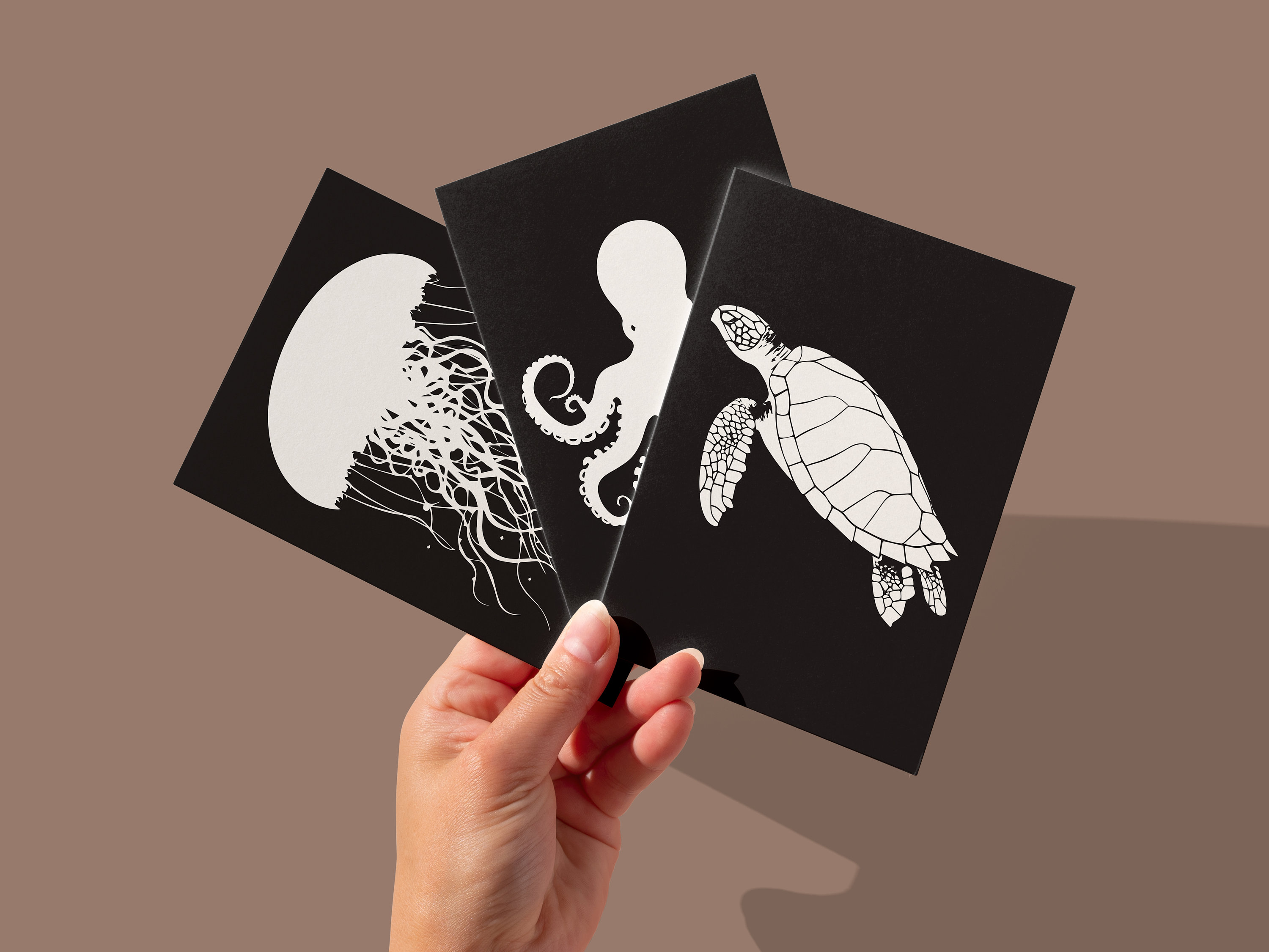 Sea Animal Digital Downloads - 12 High Contrast / Black and White ...