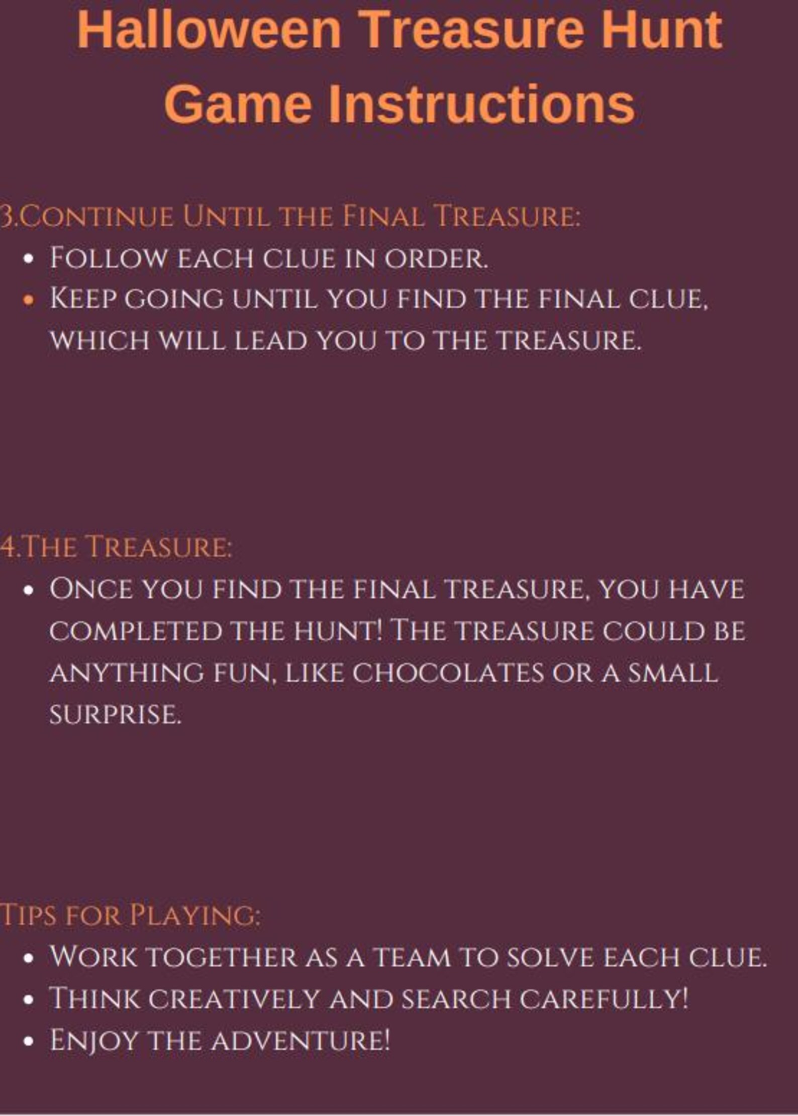 Halloween Treasure Hunt - Printable Adventure Game for Kids & Families ...