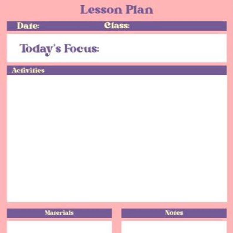 Dance Class Lesson Plan Template: Printable, Sharable PDF (goodnotes ...