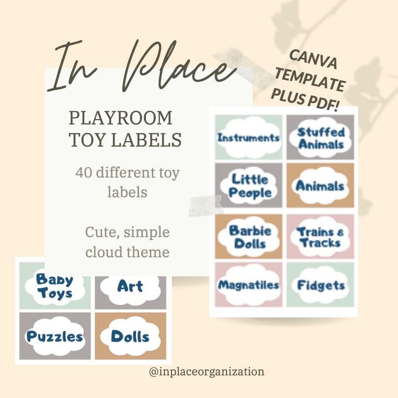 Playroom Toy Labels Printable | 40 Different Labels | Cute, Simple ...