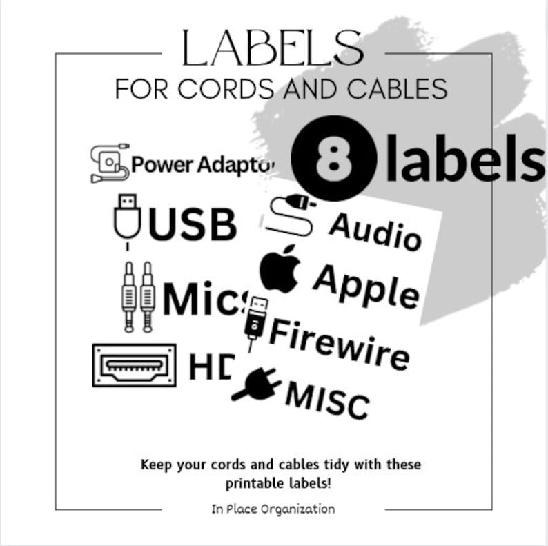 Home Office Organization Labels for Cords and Cables - Etsy